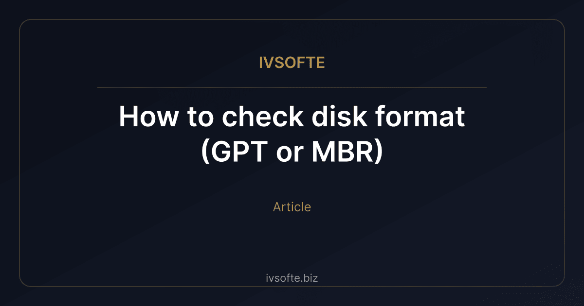 How to check disk format (GPT or MBR) | IVSOFTE